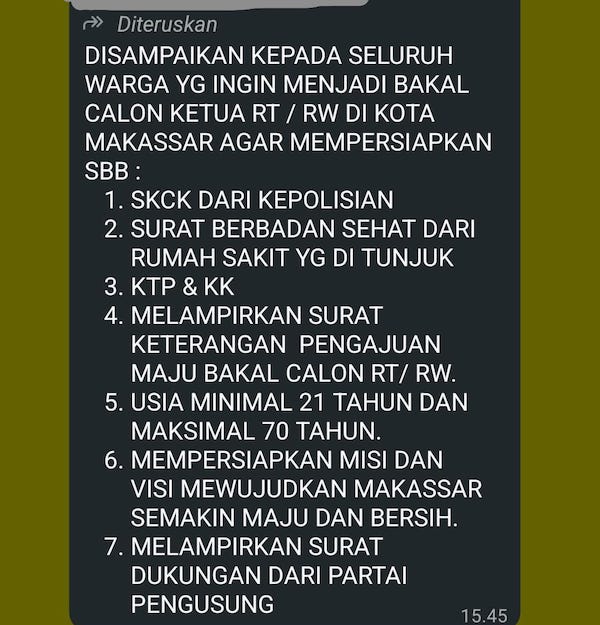 Isu Syarat Dukungan Partai untuk Calon Ketua RT Beredar, Tri Sulkarnain ...